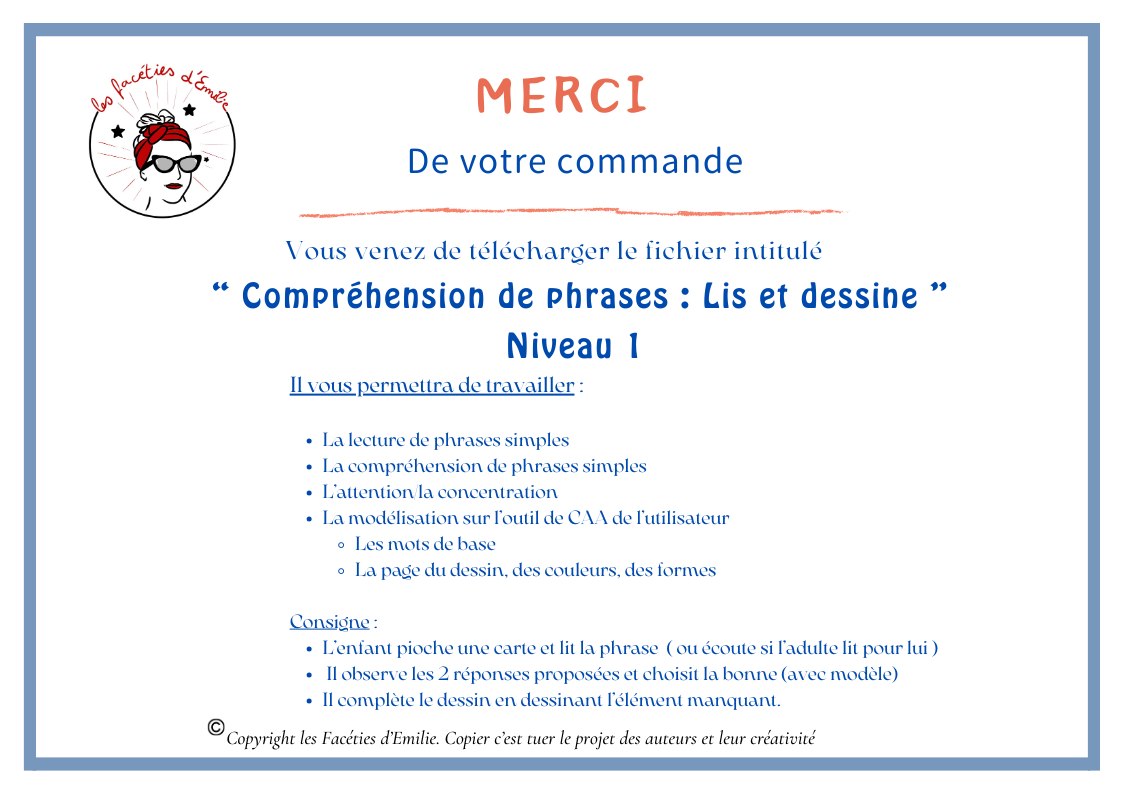 Compréhension : Lis (ou écoute) et dessine – Mon Marché Ortho